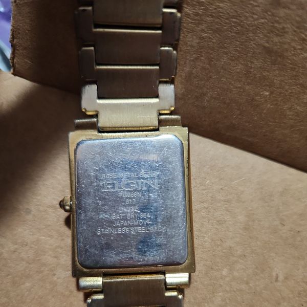 Mens Elgin FG066N Gold Stainless Steel Diamond Date Watch - New Battery ...