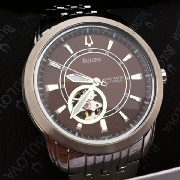FS BULOVA AUTOMATIC BVA Series 100 SKELETON 96A101 21 JEWELS S/S Copper ...