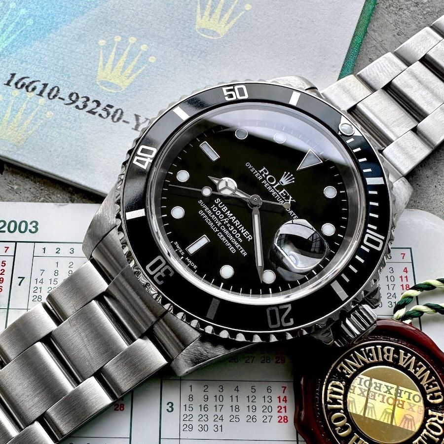 2002 Rolex 16610 Submariner No Holes Case - Box / Papers | WatchCharts