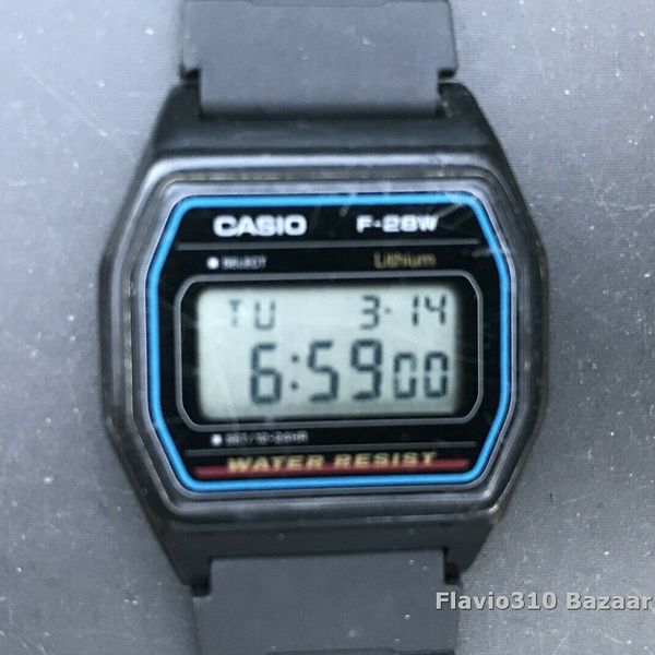 1990's Vintage CASIO F-28W (1156) Lithium 33mm watch - New Band ...