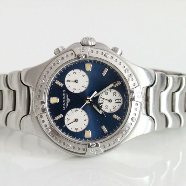 Longines Sport Wing chronograph rattrapante L3 614 4 quartz swiss 38mm ...