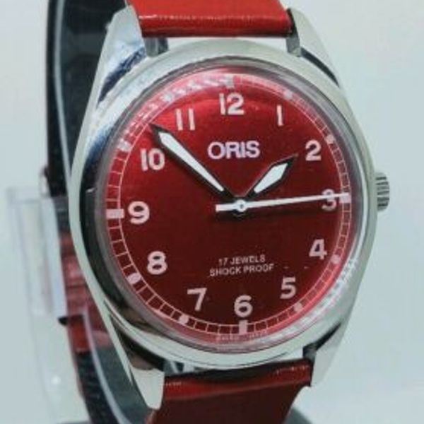 Refurbished Oris Red Face Hand Winding 17 Jewels ST-96 Swiss Movement ...