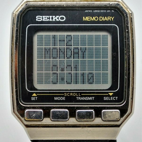 Retro Seiko stainless steel Memo Diary dot matrix watch UW02-0010 Watch ...