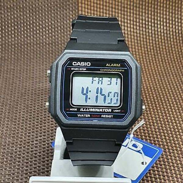 Casio W-217H-1A Illuminator Alarm Chronograph Black Resin Digital Watch ...
