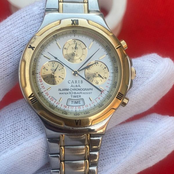 Vintage Seiko Alba Carib N944-6A30 Alarm Chronograph Men's Watch ...