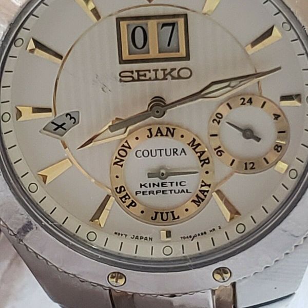 SEIKO Coutura Kinetic Perpetual 7D48-OA80 Sapphire Crystal Day/month ...