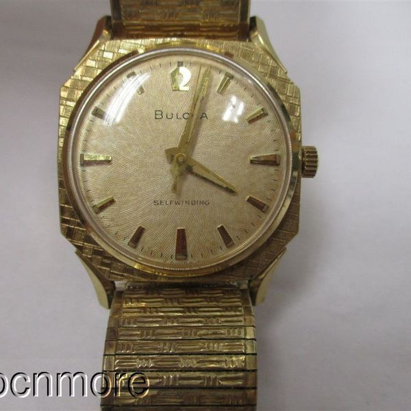 VINTAGE BULOVA CLIPPER F SELFWNDING AUTOMATIC WATCH MENS TEXTURED BEZEL ...