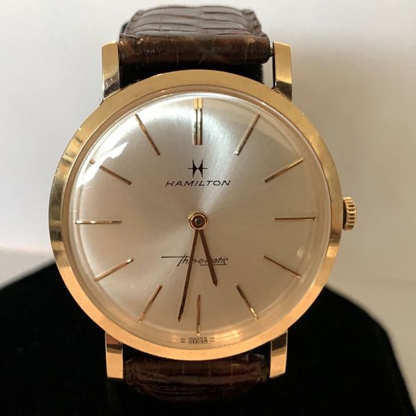 Vintage Hamilton Thin o matic 14k Solid Gold micro rotor, original band ...