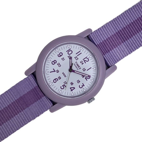 Timex Purple Military Style Watch 24-Hour Dial Nylon NATO Strap Quartz ...
