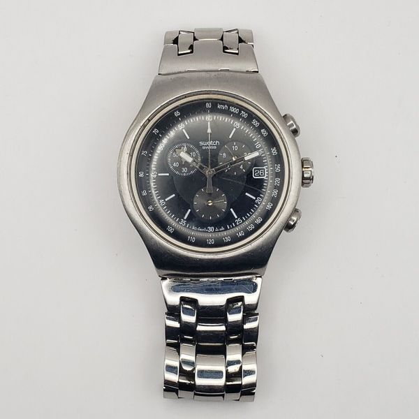 swatch irony ag 2005 stainless steel men's quartz chronograph big size ...