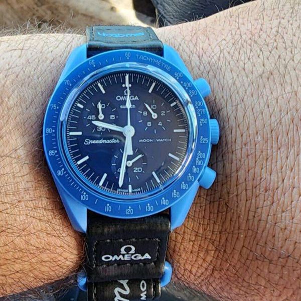 Omega X Swatch Mission To Neptune Blue Watch Bioceramic Speedmaster ...