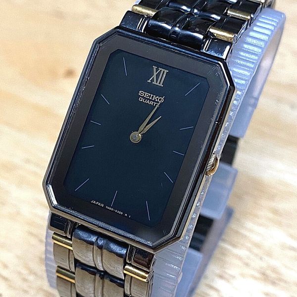 Vintage Seiko 7N00-5300 Men Lady Black Rectangle Analog Quartz Watch~New Battery | WatchCharts ...