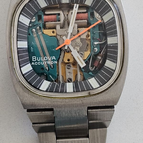 VINTAGE BULOVA ACCUTRON SPACEVIEW TV DIAL TUNING FORK WATCH ...