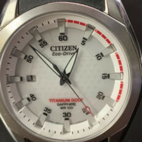 Citizen BM7120-01A Golf Eco Drive White Dial Titanium Case Men's Watch ...