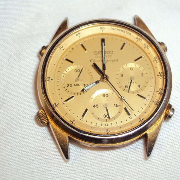 Seiko Time corp Mens Chronograph watch 7A28-7029 Gold tone runs repair 15 jewel | WatchCharts ...