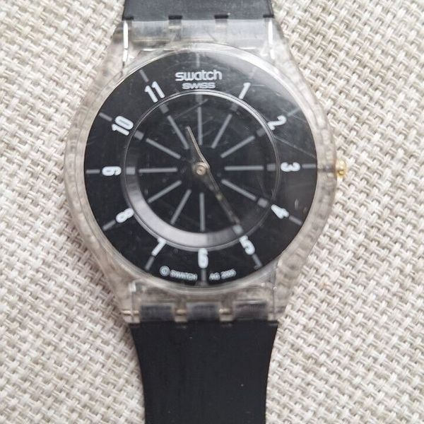 2005 SWATCH SKIN Black Wrist Watch - SFK254AG - Extra Flat 34mm ...