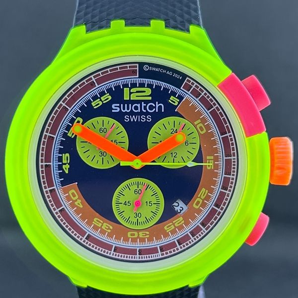 Men's Amazing Swatch Neon Max Chronograph Quartz Date Multicolor Dial ...