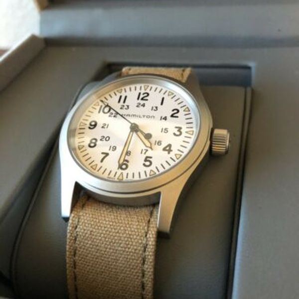 Hamilton Khaki Field Mechanical White Dial H69439411-MINT Condition ...