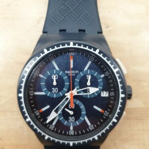 Swatch 40mm Blue Case Rubber Strap Men's Watch - (SR936SW) | WatchCharts