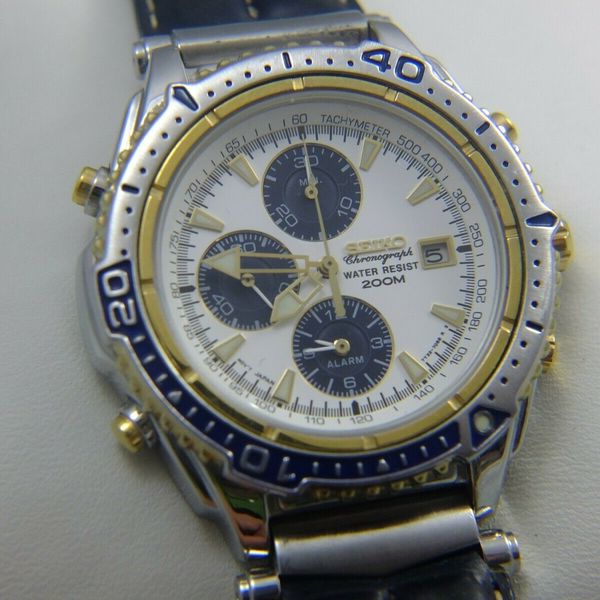 SEIKO chronograph mens watch, 7T32-7F10, panda dial, fully working ...