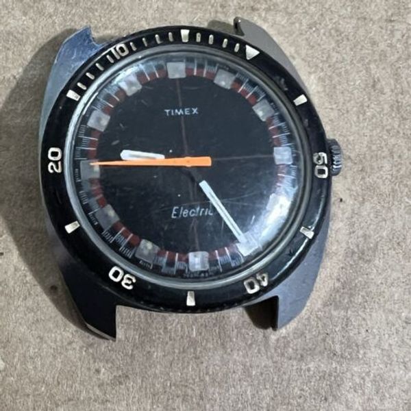 Timex Electric Watch (1971) black racing dial Working New Battery 36mm ...
