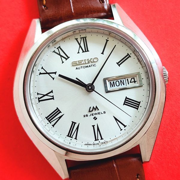 Seiko LM Watch 1974 Roman Numeral Automatic Day Date 5606-7192 Vintage ...