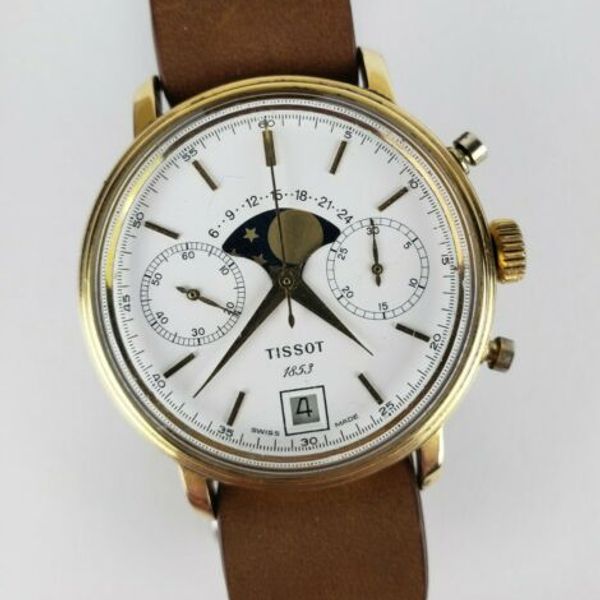 Vintage Mens Tissot Gold Plated Chronograph Moon Phase Swiss Watch Val ...