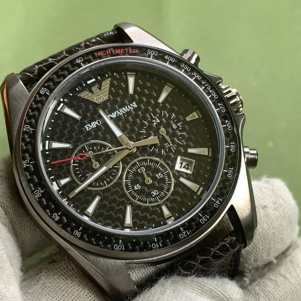 EMPORIO ARMANI AR6122 Chronograph Date Black Dial 5 Atm S/S Men's ...