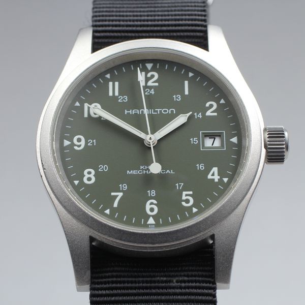 [Near MINT] HAMILTON H694190 Khaki Field Green Hand-Winding Men's Watch ...