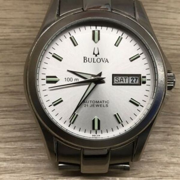 Men's Bulova Stainless Steel 21 Jewel Automatic Day/Date Watch 100M ...
