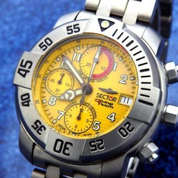SECTOR Diving Team 1000 Steel Chronograph Yellow Dial Automatic /42m ...