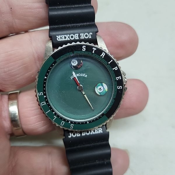 Vtg JOE BOXER Pool Solids & Stripes Men's Watch 90's Rotating Ball ...