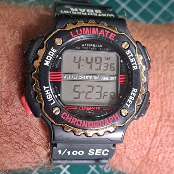 Rare Vintage 90s Citizen Q&Q LUMIMATE Chrono Racing LCD Watch Japan ...