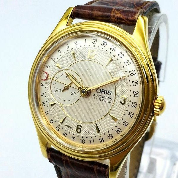 ORIS Watch 7461 640 Automatic 18K Gold Plated Pointer Date w/ Guide ...