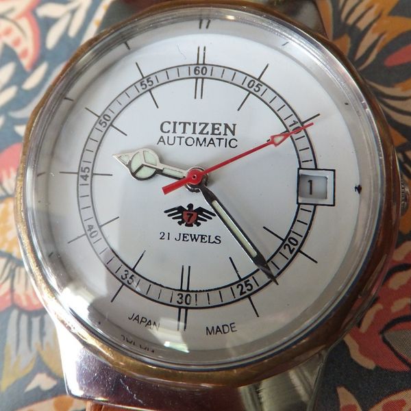 Citizen White Compass Dial 21 Jewel Automatic Wind Watch | WatchCharts ...