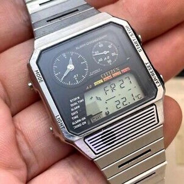 CITIZEN Ana-Digi TEMP chronograph 1980s Vintage Watch Rare ...