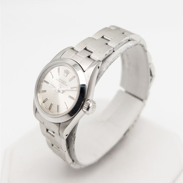 RARE $9000 ROLEX Oyster Perpetual SILVER DIAL SS Ladies Watch SERVICED ...