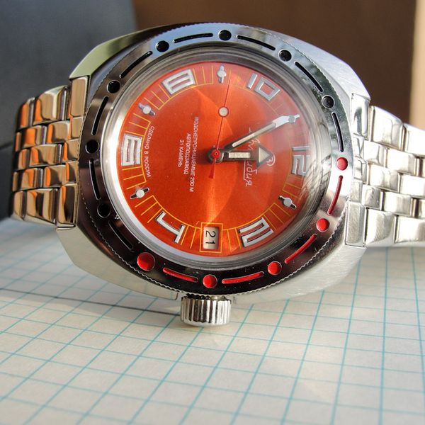 SOLD Vostok Amphibia Ministry Orange Dial Auto $70 | WatchCharts ...