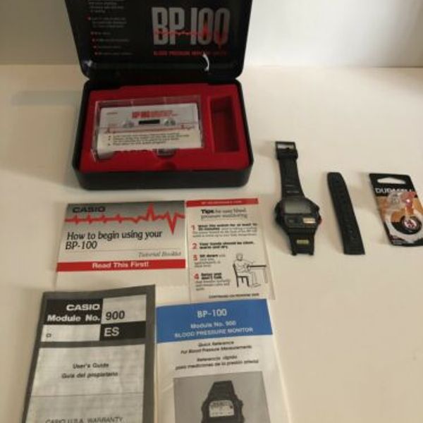 VINTAGE CASIO BP 100 Blood Pressure Monitor Watch W/BOX Manual ...