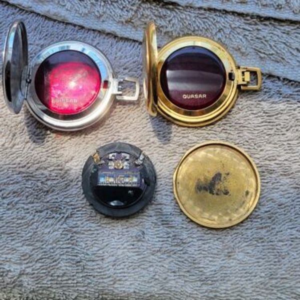 2 Rare 1970’s Quasar LED Digital Pocket Watches For Repair Or Parts ...