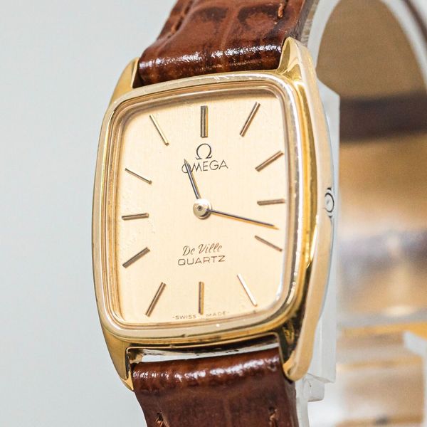 *Exc+5* Vintage OMEGA De Ville Cal.1353 Quartz Push Crown Gold Dial ...