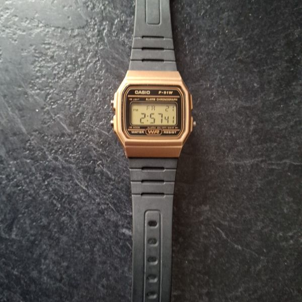 Vintage Casio Classic Digital Watch 593 Gold Face F-91W | WatchCharts ...