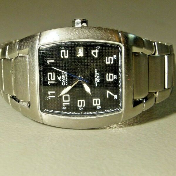 MENS CASIO BLACK FACE TONNEAU OCEANUS OC 104 ANALOG WATCH 2784 MOVT ...