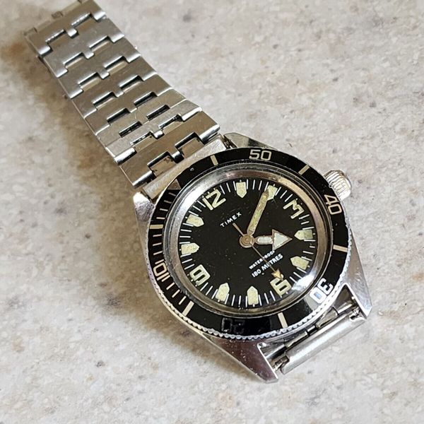Vintage Timex 180 Meters 60's Skin Diver Watch Hand Winding Running ...
