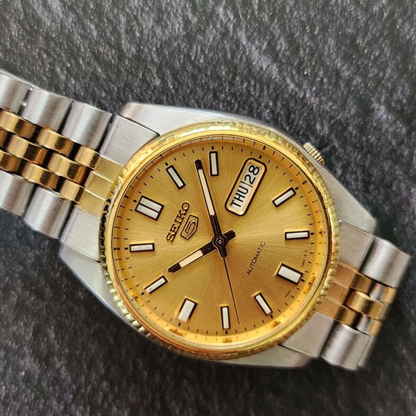 Rare SEIKO 5 7S26-3110 Automatic Gold Dial Day Date Watch 2 Tone. | WatchCharts Marketplace