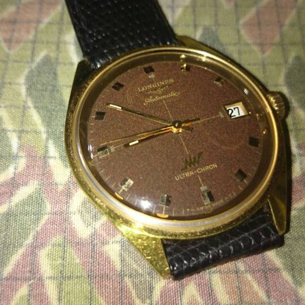 Longines Ultra Chron gold plated with velvet brown dial 36000bph ...
