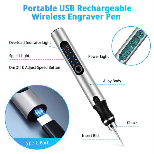 Cordless Electric Mini Drill Grinder Engraving Pen Variable Speed ...