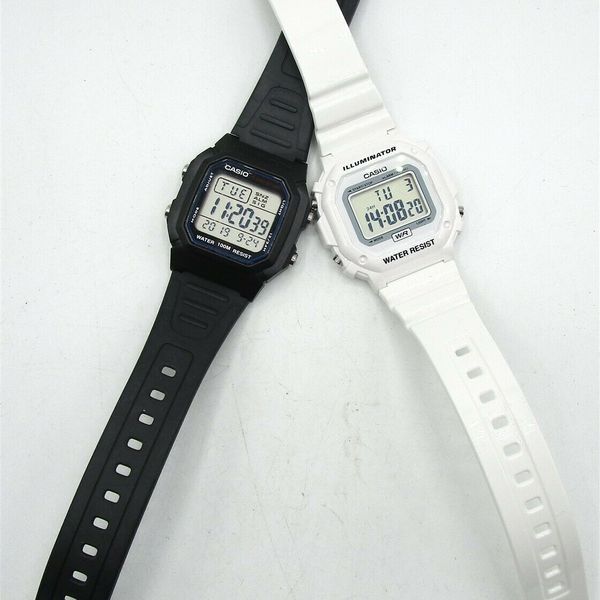 Casio Illuminator #3240/3224 Black/White Set of 2 Watches RUNS AL112 ...