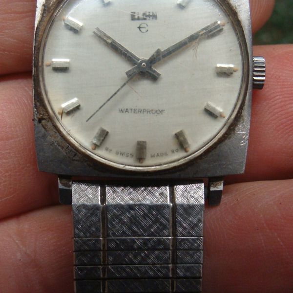 Men's Vintage ELGIN Mechanical Swiss Automatic silver stainless Watch ...