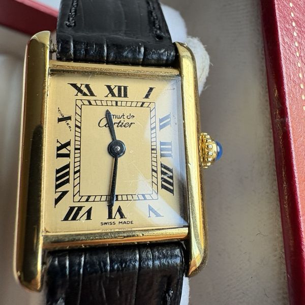 Cartier Must de Cartier Tank Rectangular Gold Quartz Vermeil Watch ...